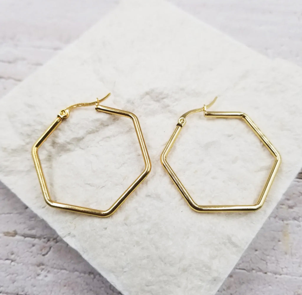 Heather Hex Hoop Earrings – abeccagrace