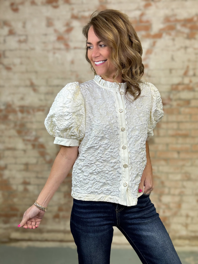 Cynthia Floral Jacquard Top – abeccagrace