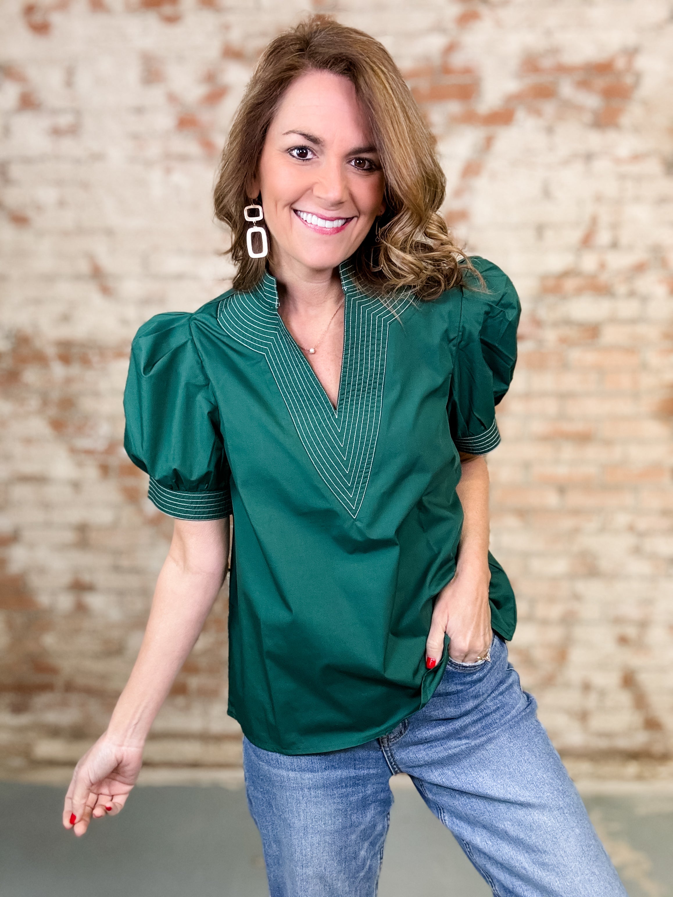 Overbay Stitch Detail Top - FINAL SALE – abeccagrace