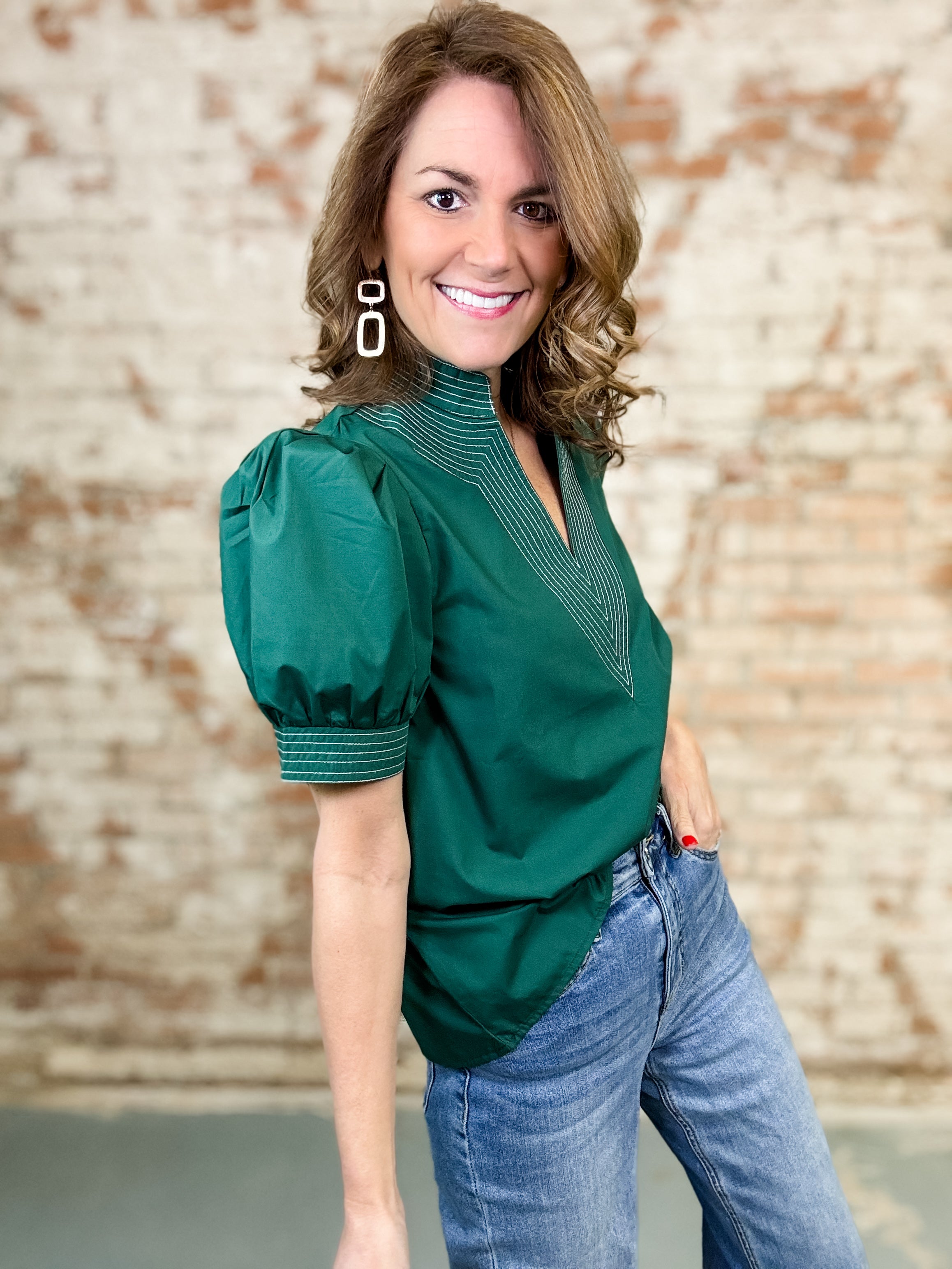 Overbay Stitch Detail Top - FINAL SALE – abeccagrace